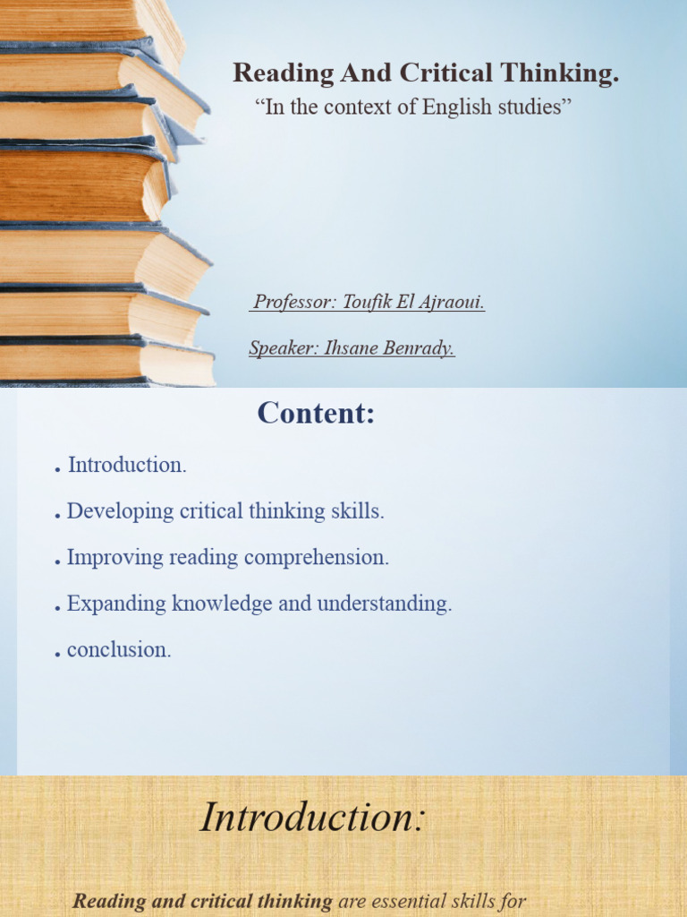 Reading and Critical Thinking | PDF