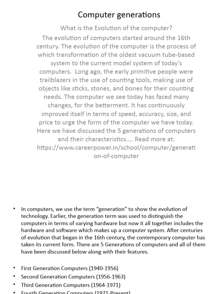 Evolution of Computer Generations | PDF | Integrated Circuit | Computer ...