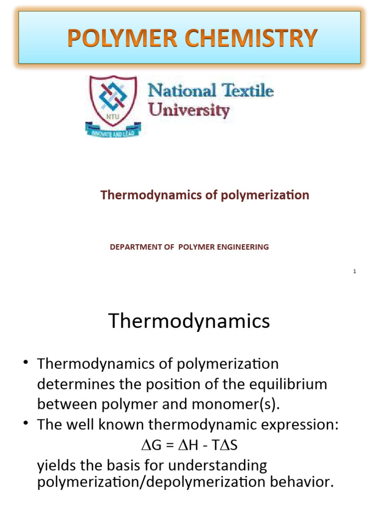 Thermodynamics | PDF | Polymers | Polymerization