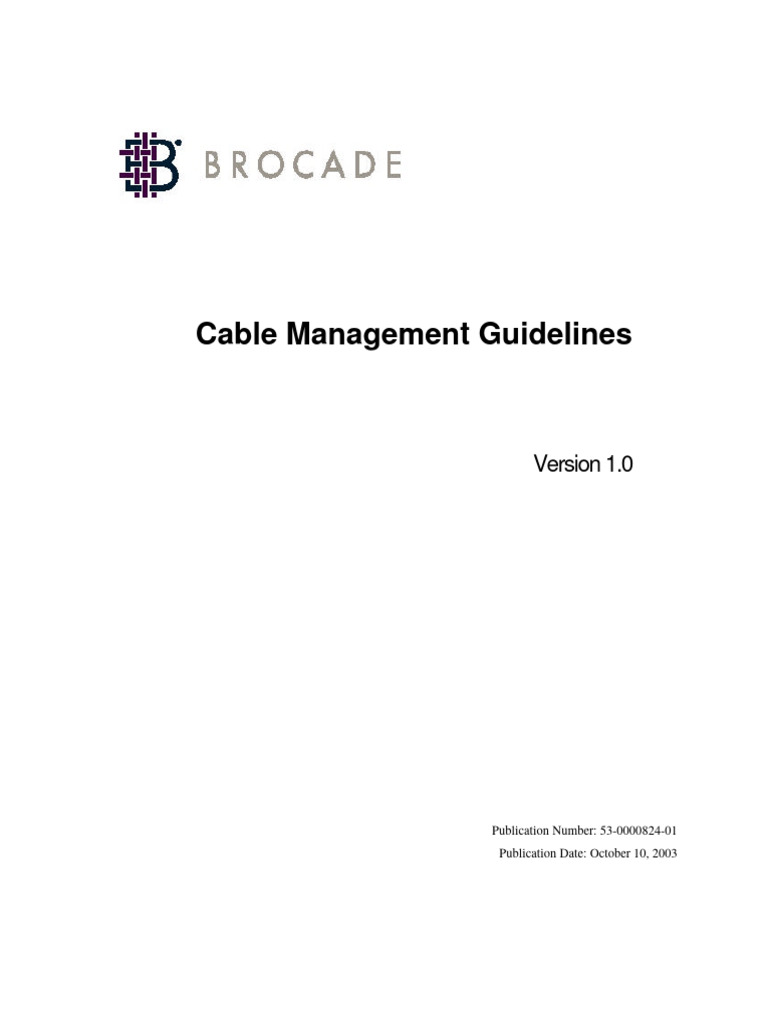 Brocade Cable Management Guide 1.0 | PDF | Optical Fiber | Computing