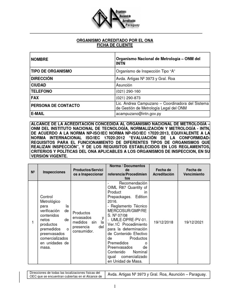 Ficha ONM INTN - 1 | PDF | Tecnología