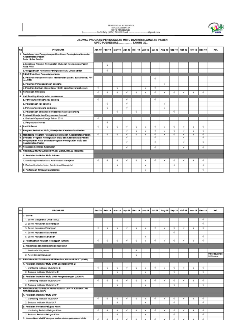Jadwal Program Mutu Puskesmas | PDF