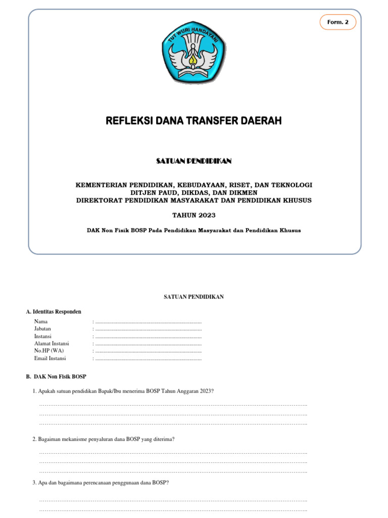 Insturmen Dak Fisik Dan Non Fisik Satuan Pendidikan | PDF