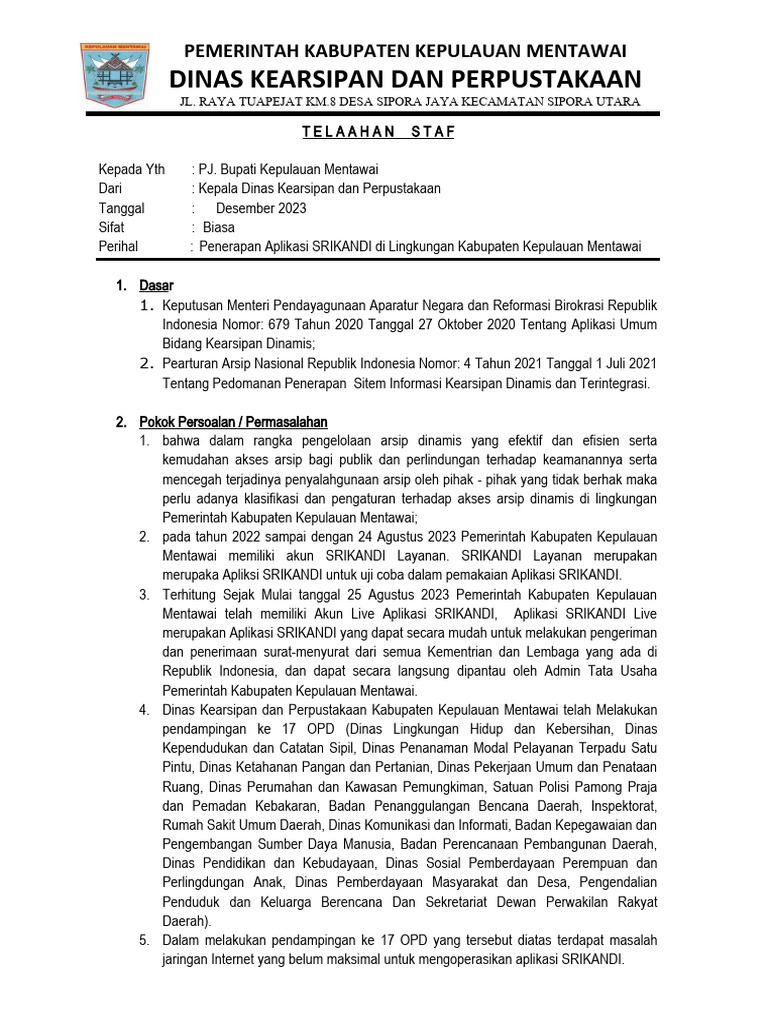 Telaahan Staf Srikandi | PDF