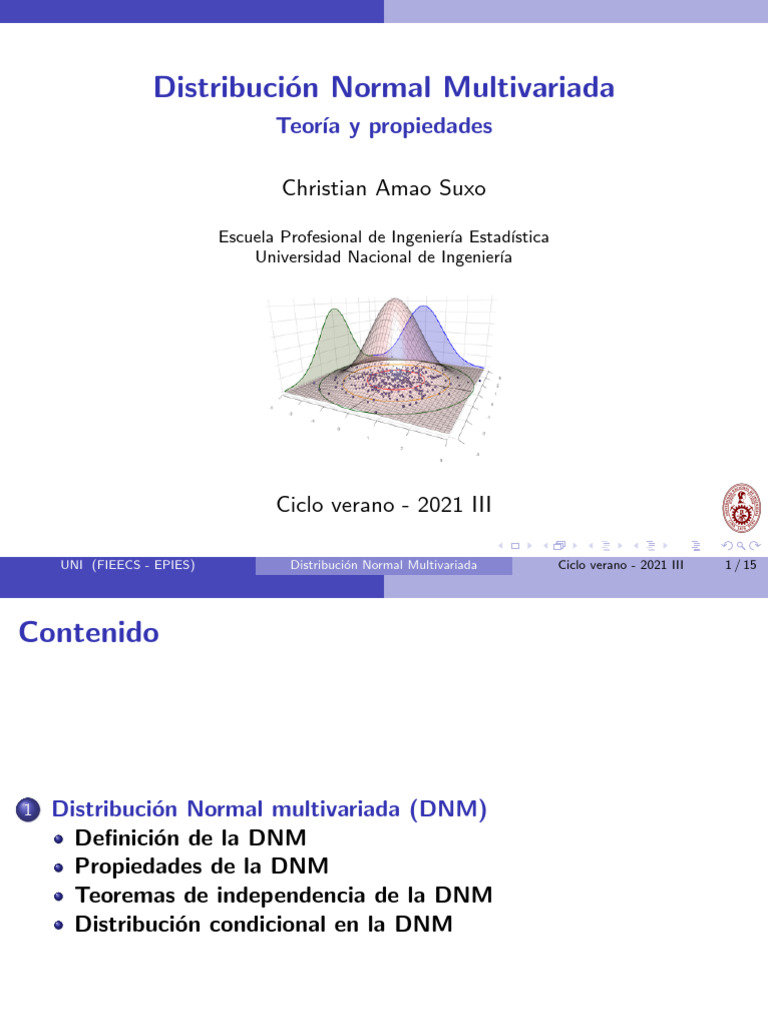 Normal Multivariada | PDF | Distribución normal | Modelos estadísticos
