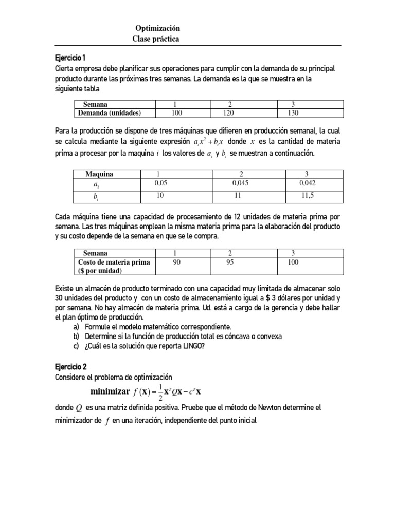 Clase Practica de Las Semanas 3 y 4 | PDF | Optimización Matemática | Matemáticas