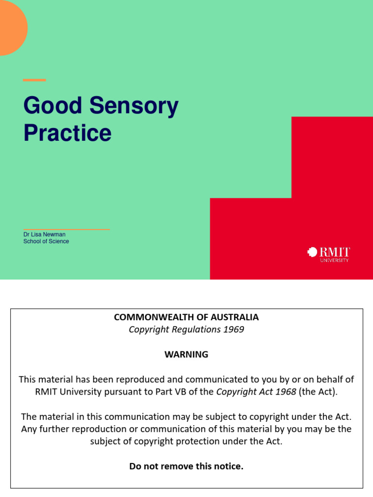 Unit 2 - Good Sensory Practice | PDF | Sampling (Statistics) | Bias