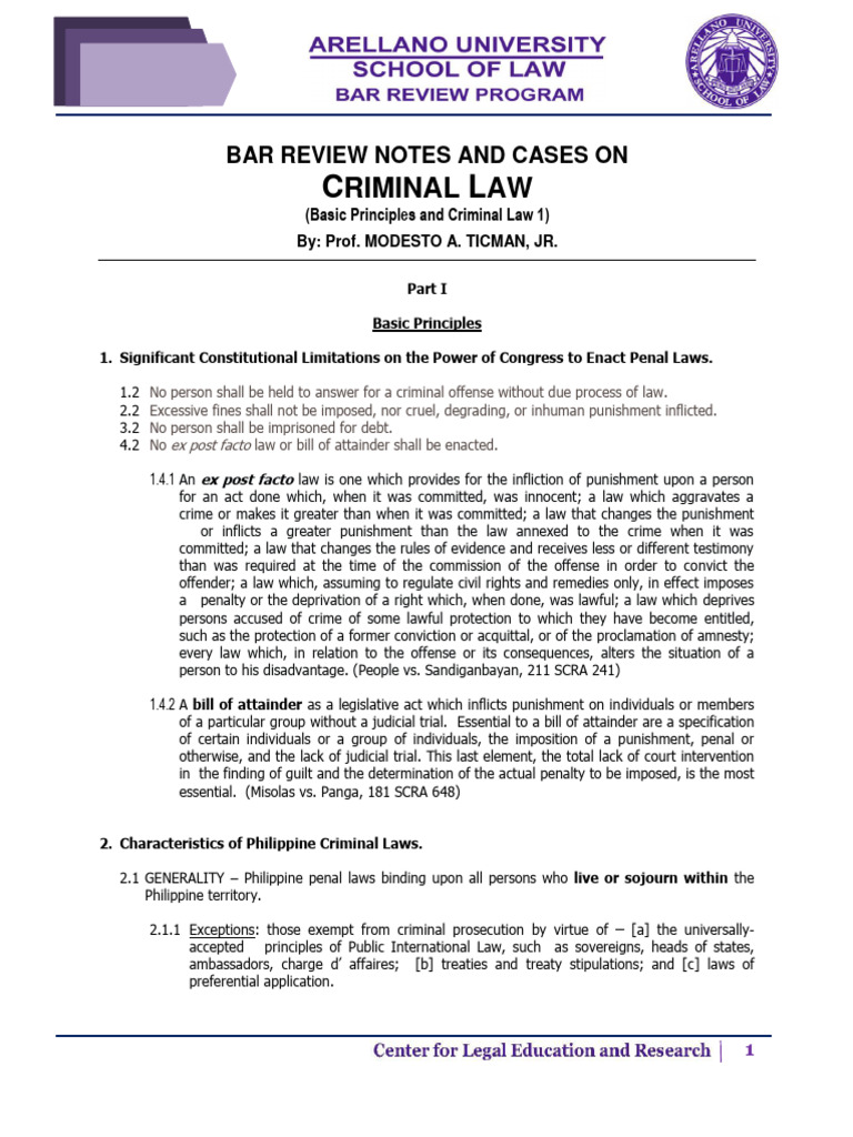 Criminal Law by Atty. Ticman | PDF | Criminal Law | Crimes