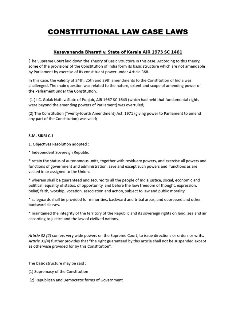 CONSTITUTIONAL LAW CASE LAWS Final | PDF | Constitution | Legal Documents