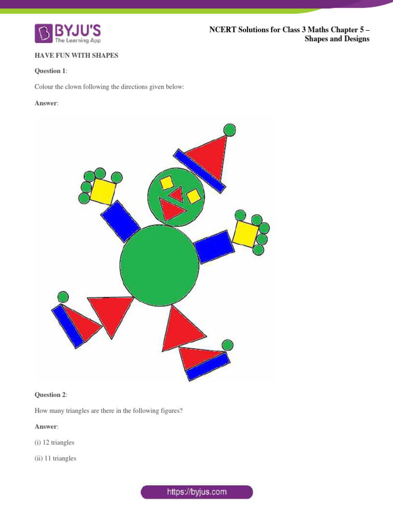 NCERT Solutions for Class 3 Maths Chapter 5 Shapes and Designs | PDF ...
