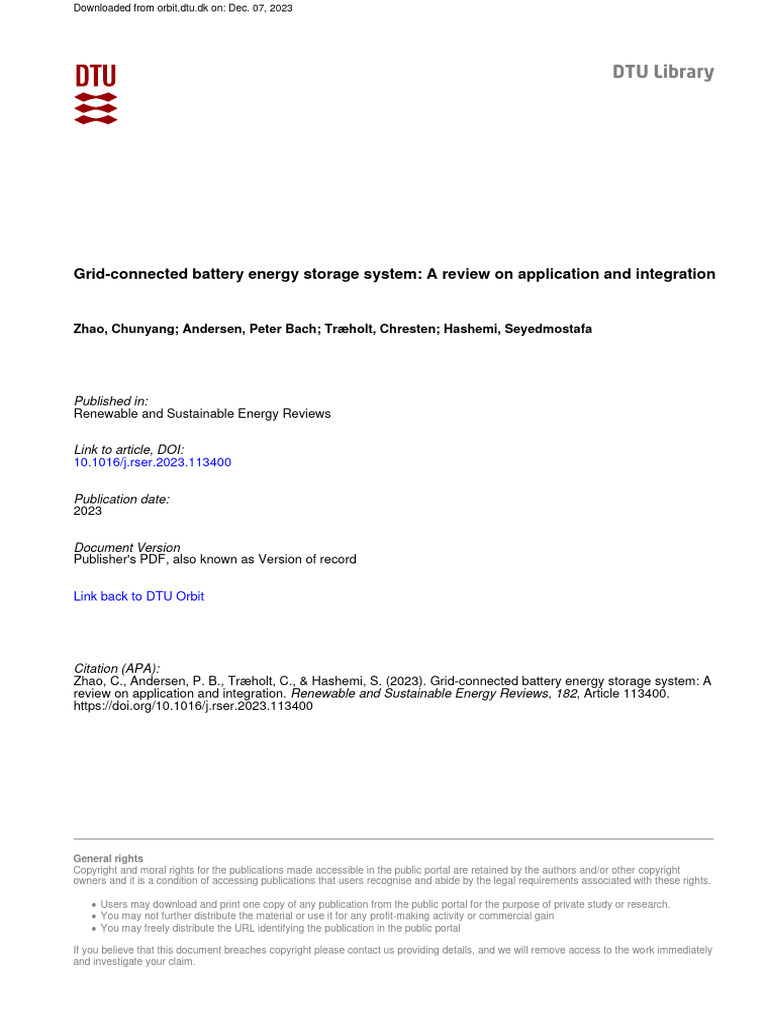 Grid-Connected Battery Energy Storage System - A Review On Application ...