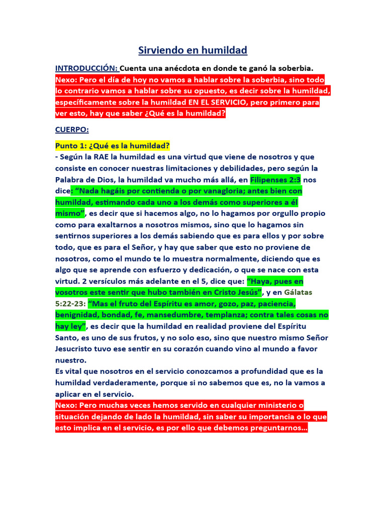 Humildad en el Servicio a Dios | PDF