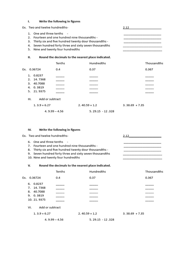 Math 5 - Decimals Quiz | PDF | Arithmetic | Mathematics