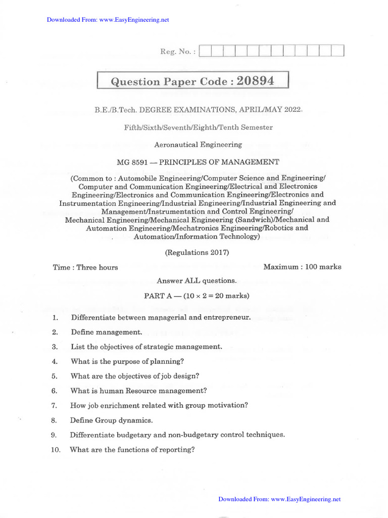 MG8591 Question Paper 2022 | PDF