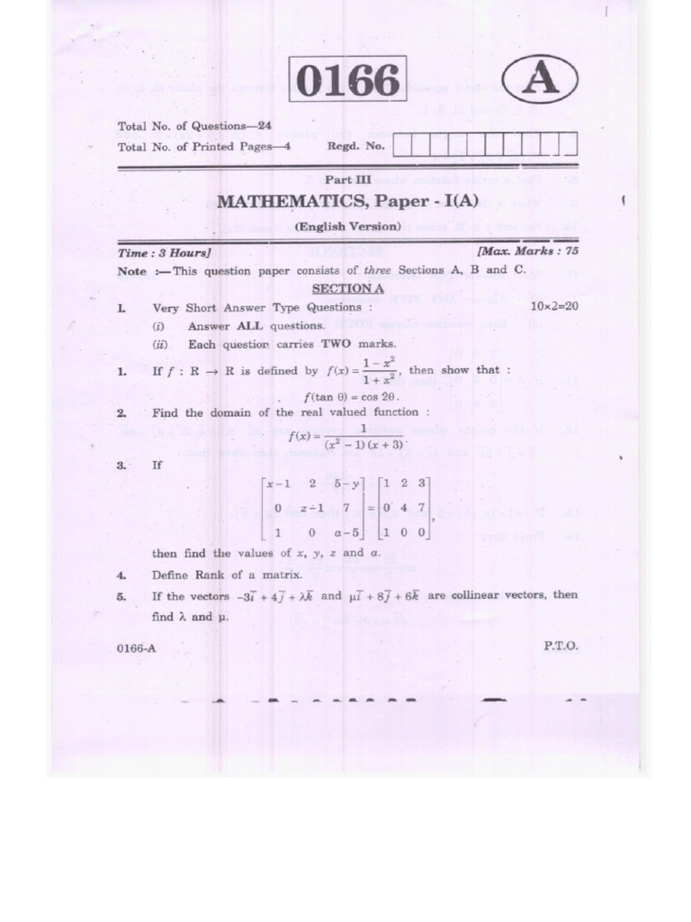 Maths 1A | PDF