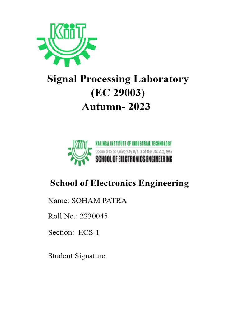 SP Lab Record Format | PDF | Algorithms | Electrical Engineering