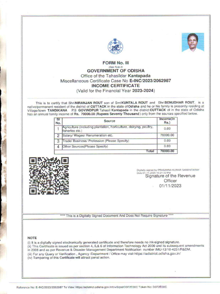 Income Cert | PDF