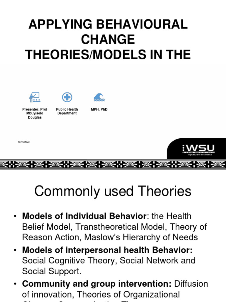 Applying Behavioural Change Theories - 2 | PDF | Career & Growth