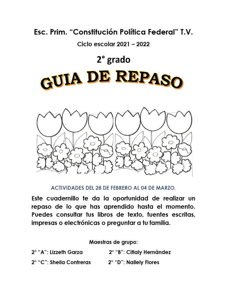 Repaso de Segundo Grado 2 Trimestre | PDF