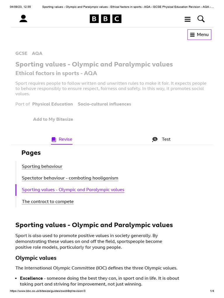 Sporting Values - Olympic and Paralympic Values - Ethical Factors in ...