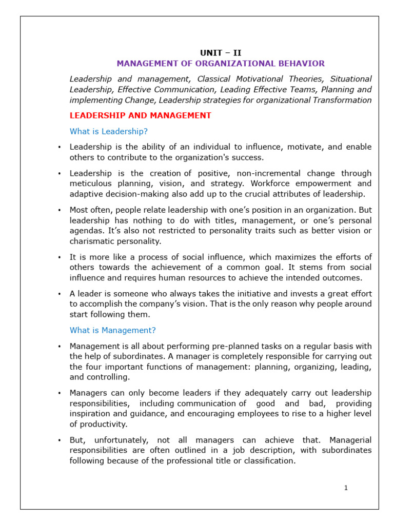 Unit Ii (Iem) - 1 | PDF | Motivational | Motivation