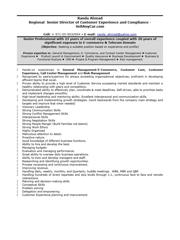 Final Resume - Randa Ahmad - Feb - 2021 - Updated | PDF | Performance Indicator | Customer ...