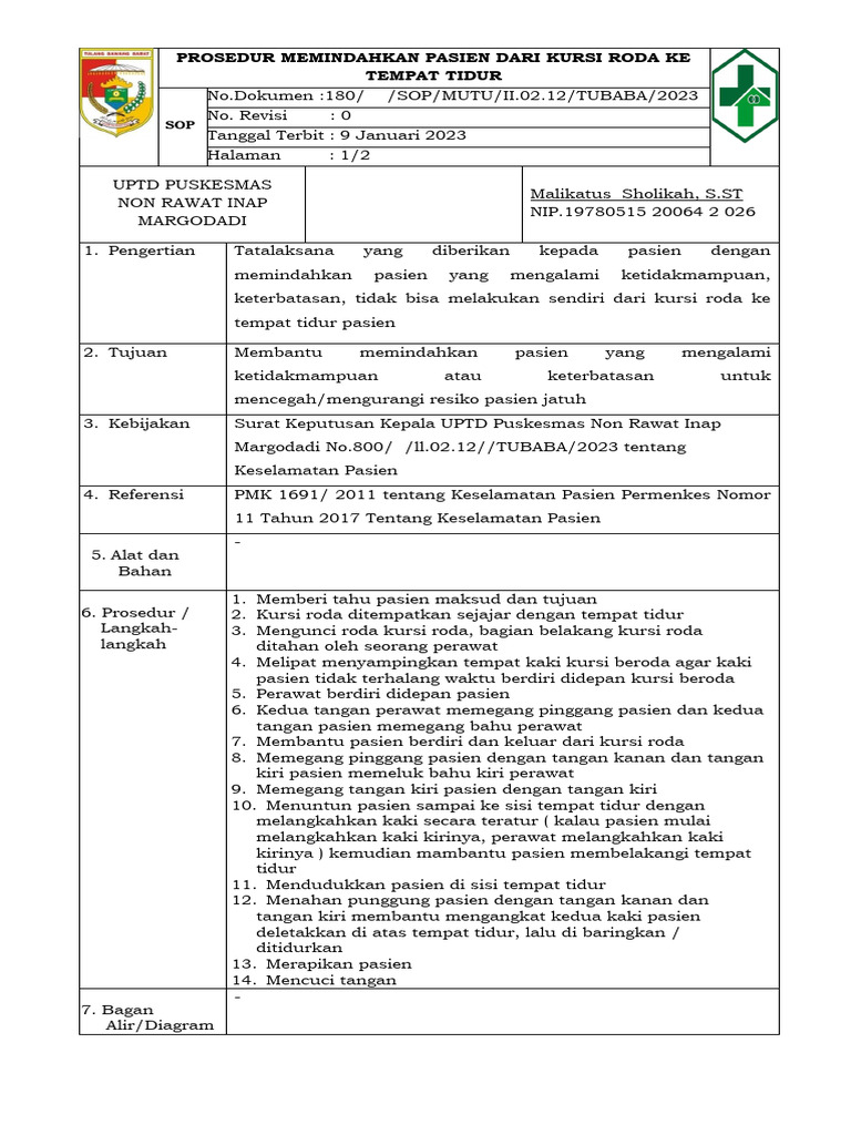 Sop Pemindahan Pasien Ke Krsi Roda | PDF