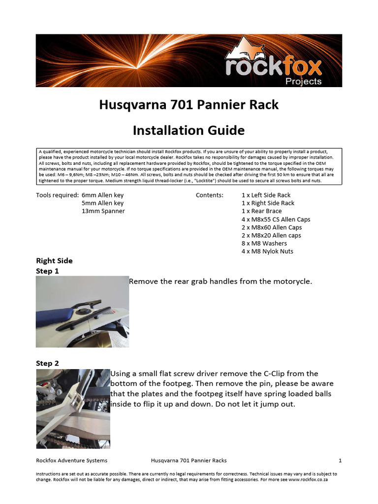Husky 701 Pannier Rack Guide V1 | PDF