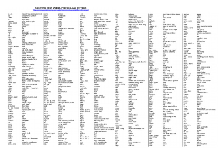Etymology - Greek and Latin Root Words | PDF
