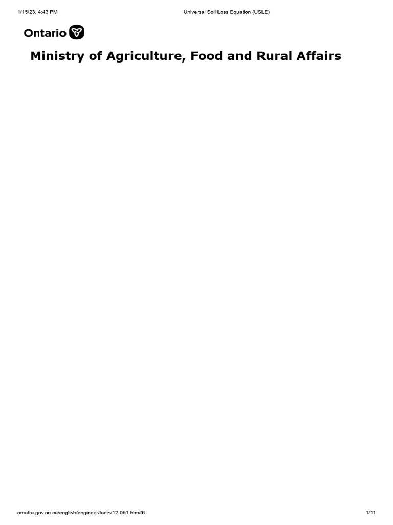 Universal Soil Loss Equation (USLE) | PDF | Erosion | Soil