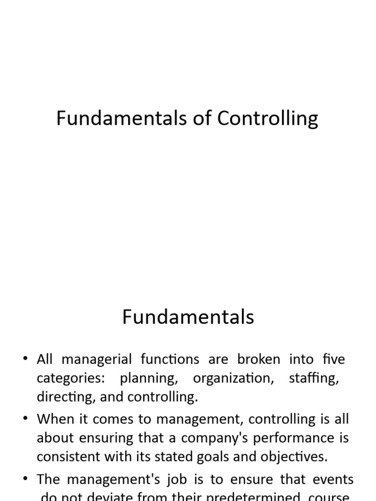 10 Fundamentals of Controlling | PDF