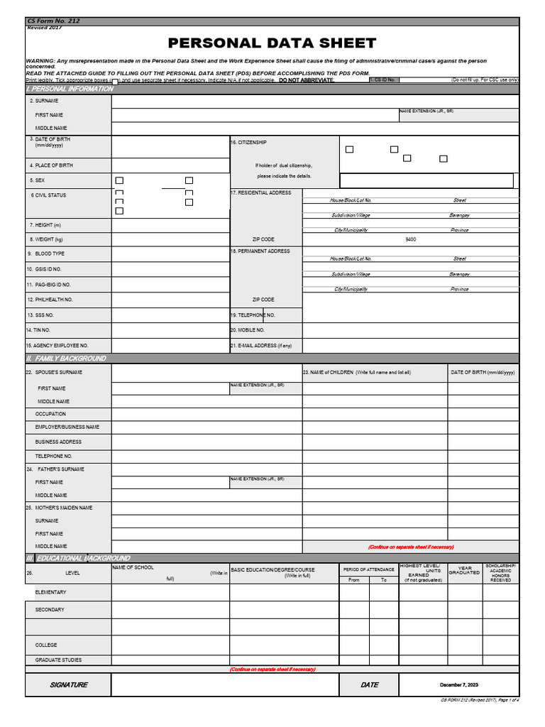 Sample PDS 2023 | PDF