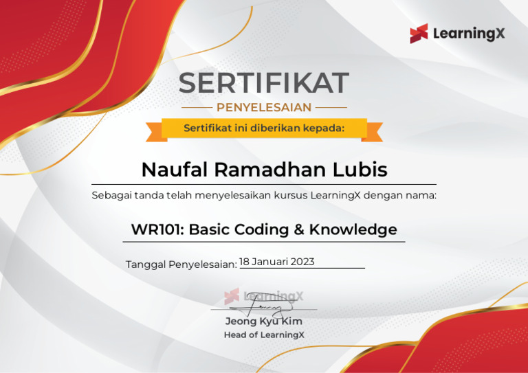 Sertifikat Learning X S1 | PDF