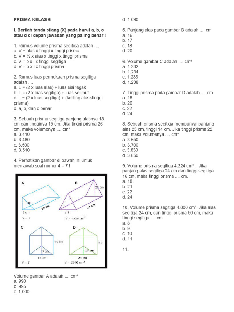 Soal Prisma Kelas 6 2 | PDF