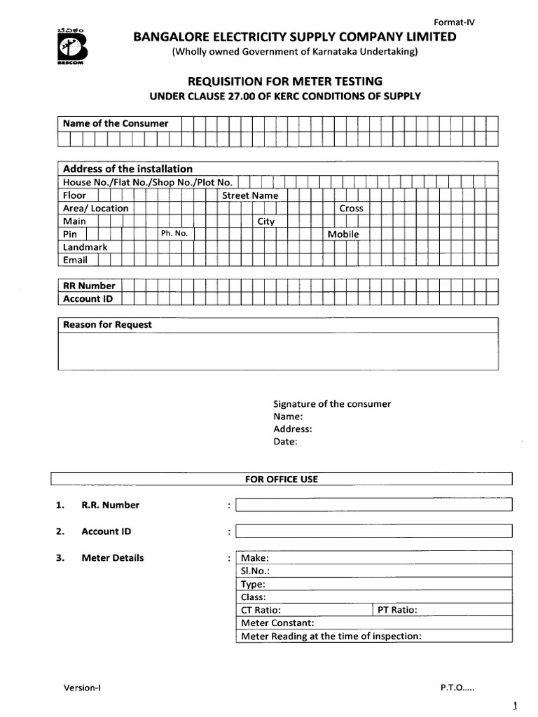 Form 4-Requisition For Meter Testing | PDF | Technology & Engineering