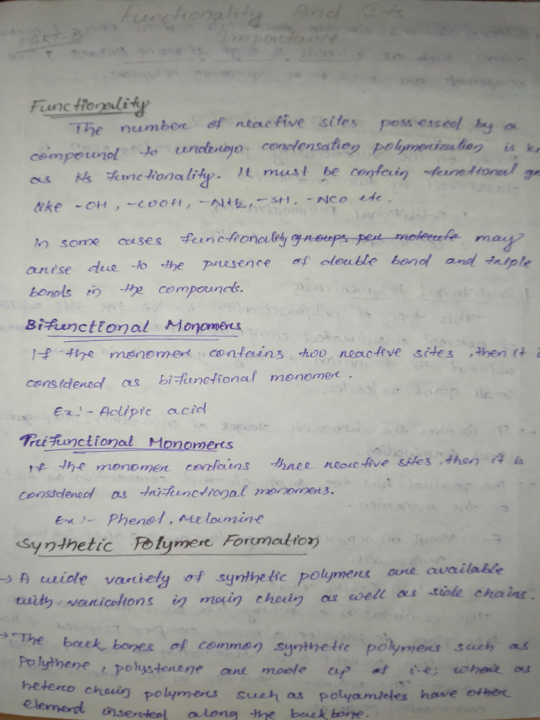 Unit 1 (B) Polymer Chemistry | PDF | Polymers | Organic Compounds