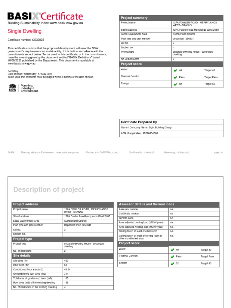 Basix Certificate | PDF | Civil Engineering | Sustainable Technologies