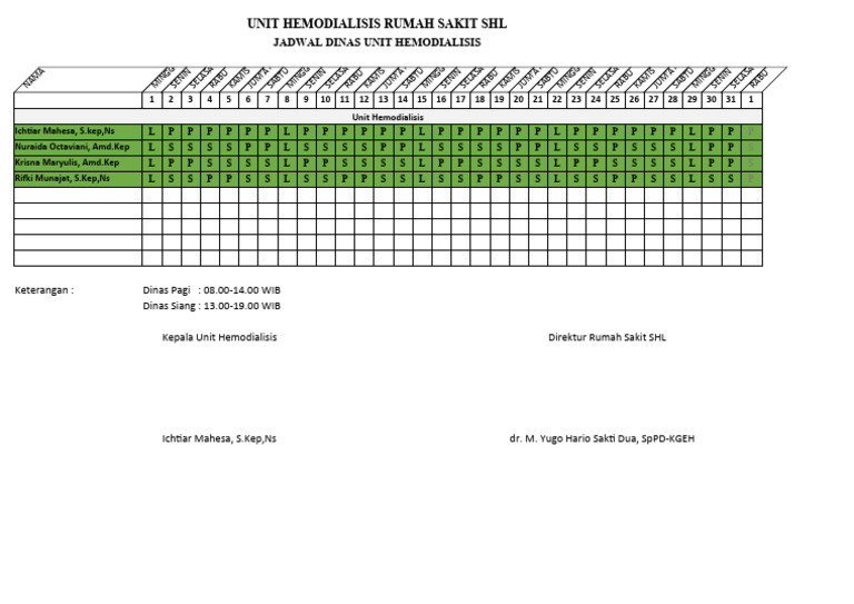 Contoh Jadwal 4 Perawat HD | PDF