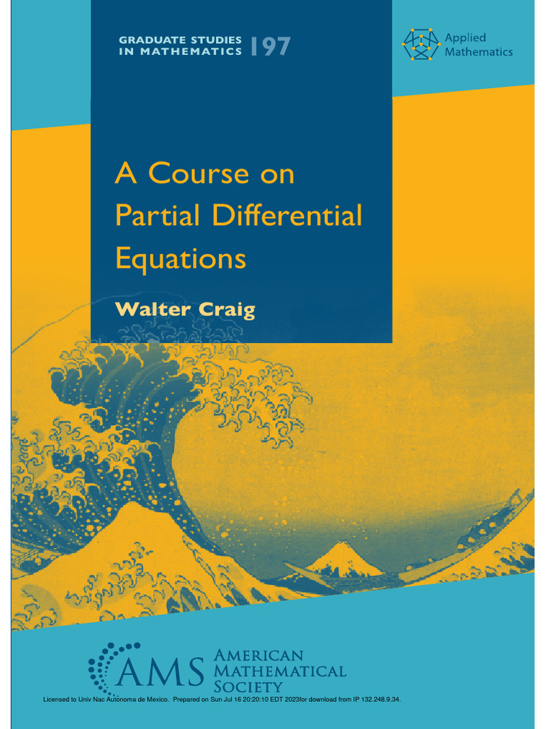 A Course On Partial Differential Equations Walter Craig Pdf Fourier Transform Partial