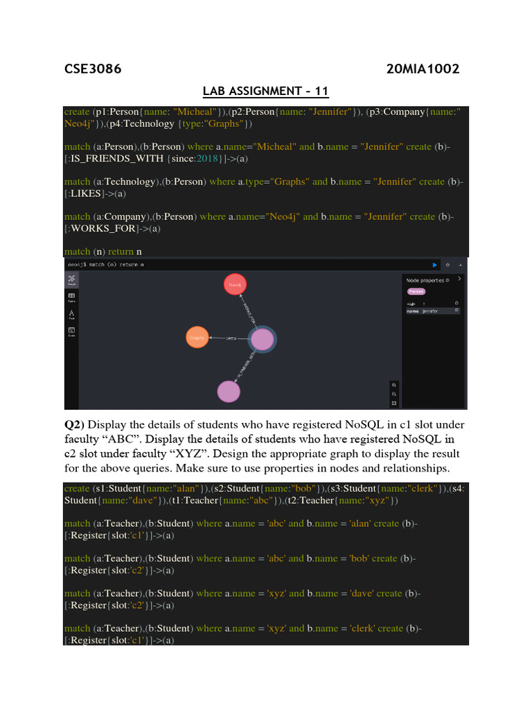 20MIA1002 NoSQL Lab 11 | PDF | Teaching Methods & Materials