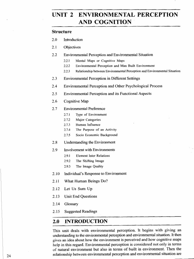 Environmental Perception & Cognition | PDF | Perception | Somatosensory ...