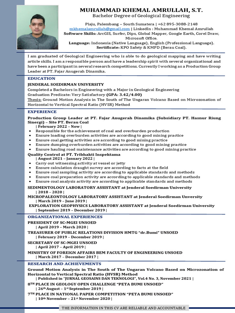 Geological Engineer with Leadership Skills | PDF