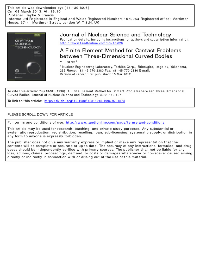 Finite Element Method for Contact Analysis | PDF | Finite Element ...