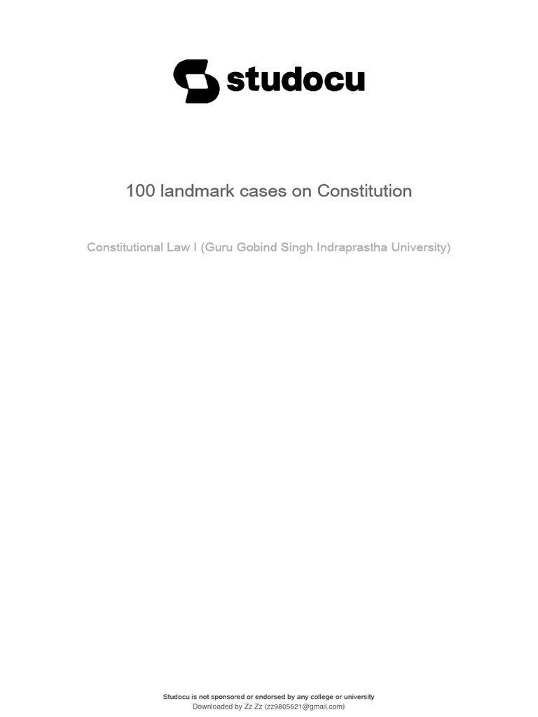 100 Landmark Cases On Constitution | PDF | Justice | Crime & Violence