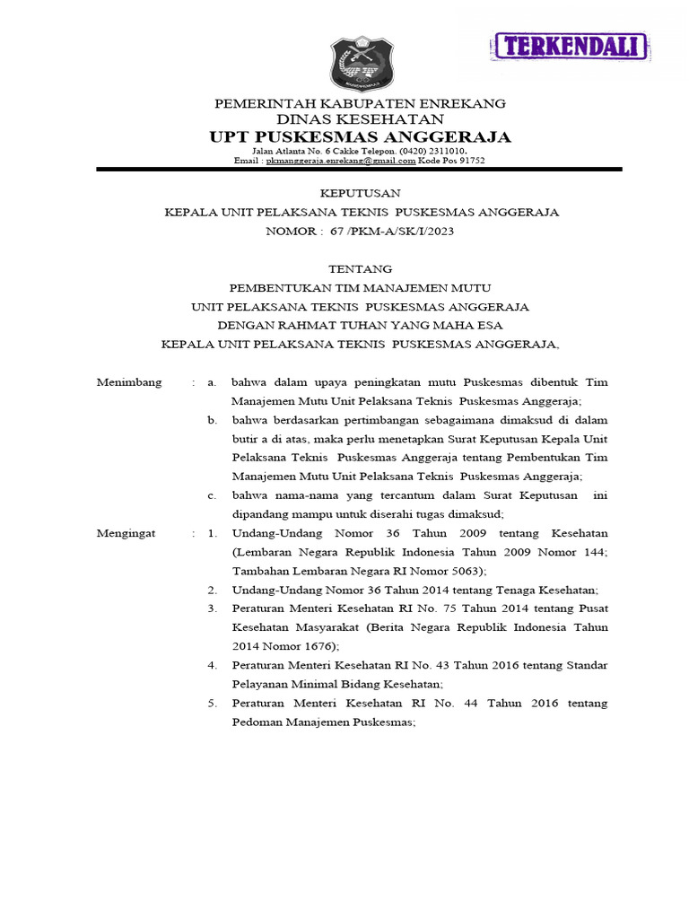 Ep. 1.1 SK Tim Mutu Terkendali | PDF