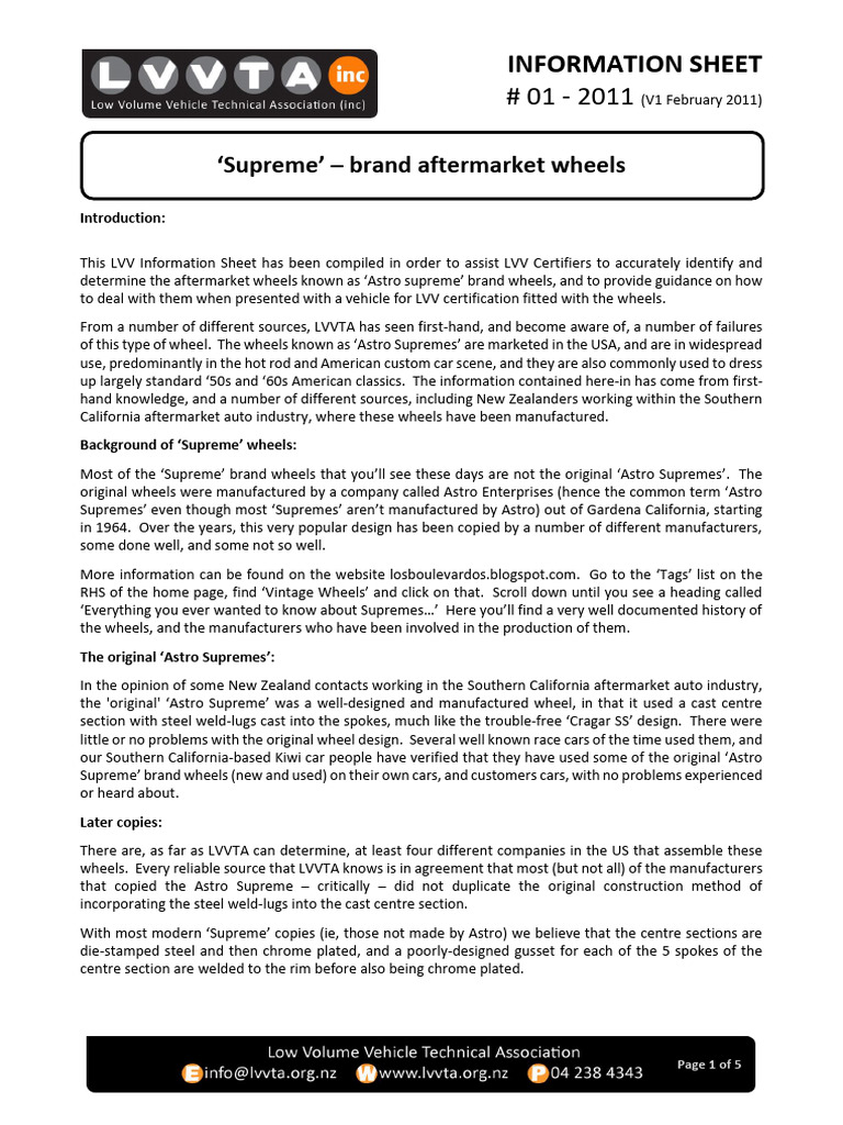 LVVTA Info 01-2011 'Supreme' - Brand Aftermarket Wheels | PDF | Welding ...