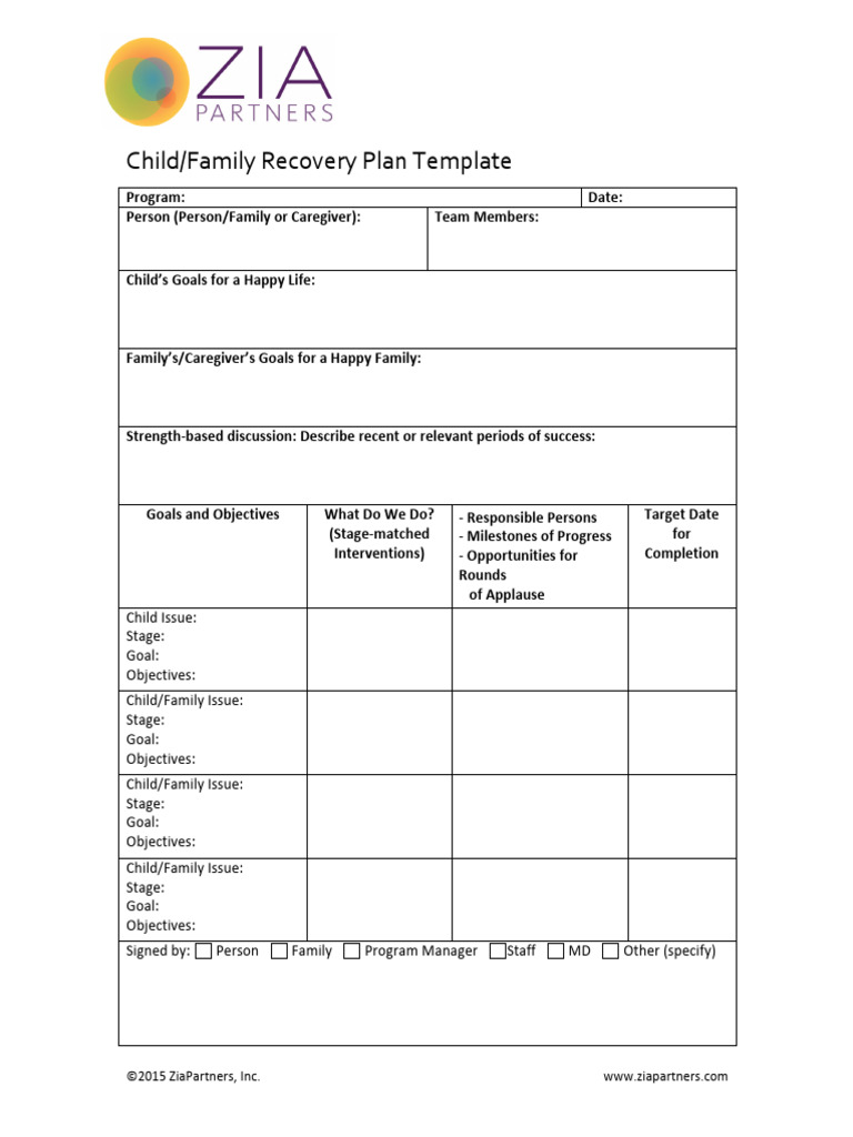 Child Family Recovery Plan Template | PDF | Human Development | Childhood