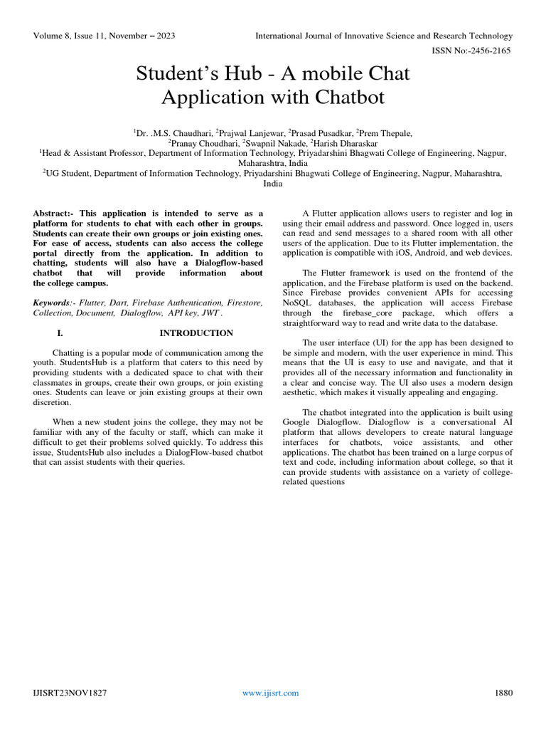 Student’s Hub - A mobile Chat Application with Chatbot | PDF | Instant ... Student’s Hub - A mobile Chat Application with Chatbot | PDF | Instant ...