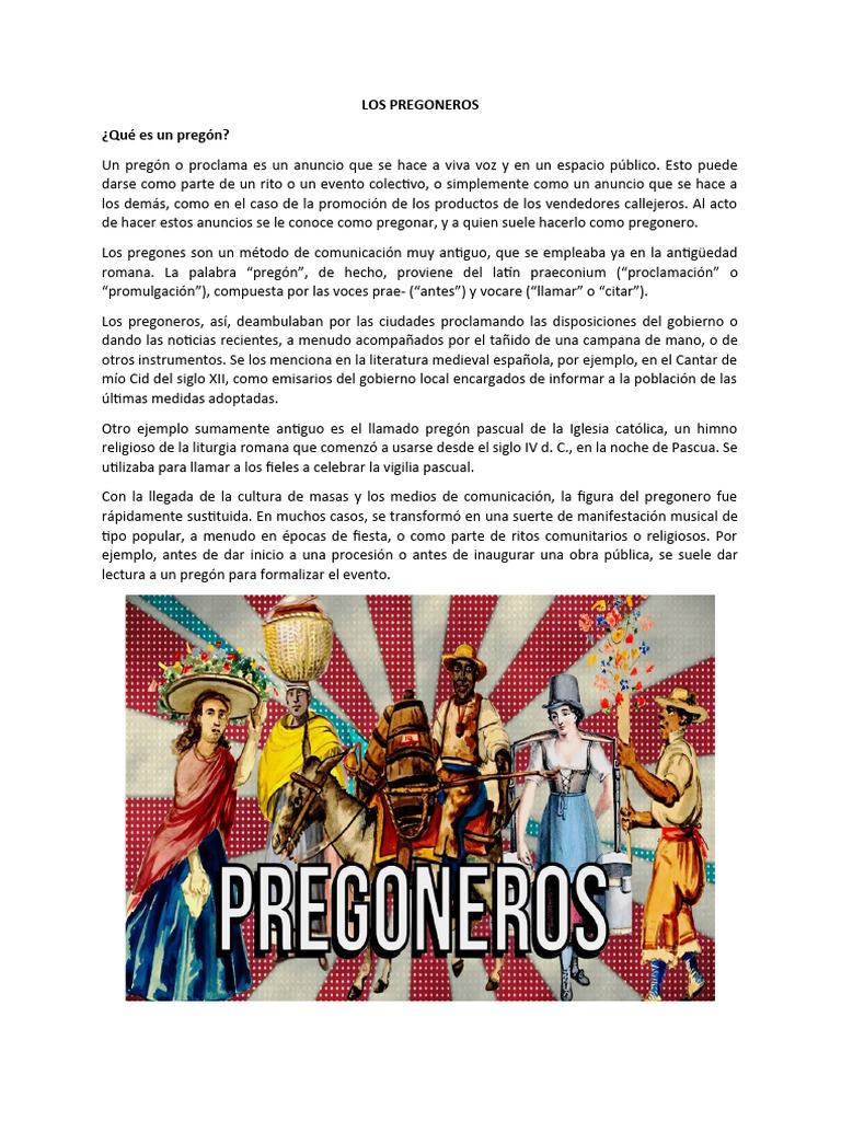 Historia y Tipos de Pregones | PDF | Pascua de Resurrección
