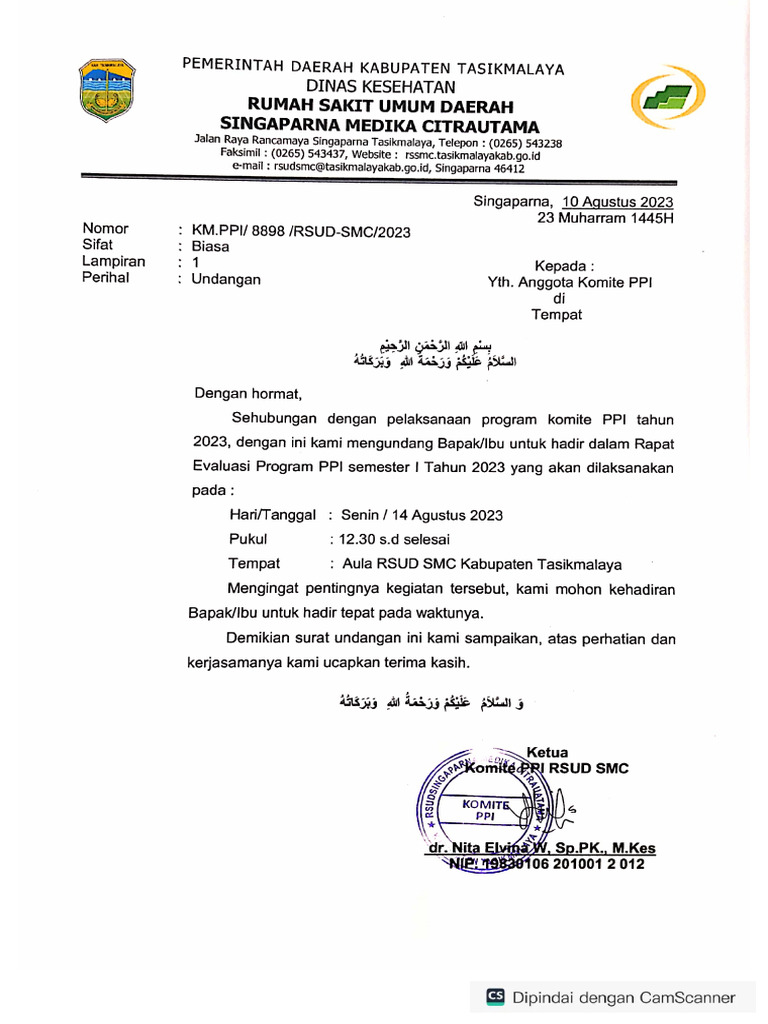 Undangan Rapat Evaluasi Semester I Pdf